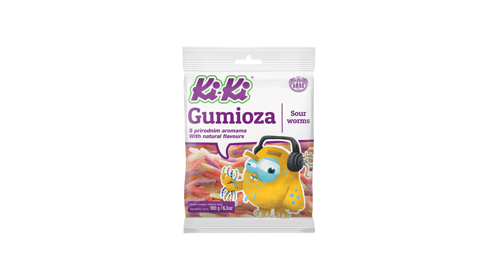 Gumeni bomboni KI-KI Sour worms 180g - Cjenoteka