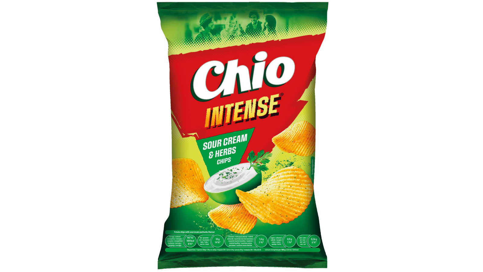 Čips CHIO intense kiselo vrhnje & začinsko bilje 130g - Cjenoteka