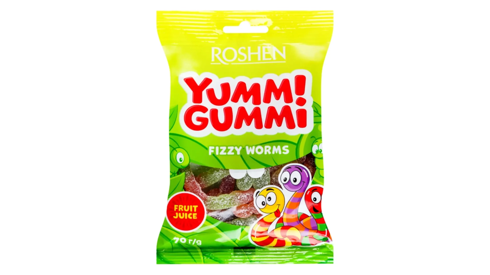 Gumeni bomboni ROSHEN yummi gummi fizzy worms 70g - Cjenoteka