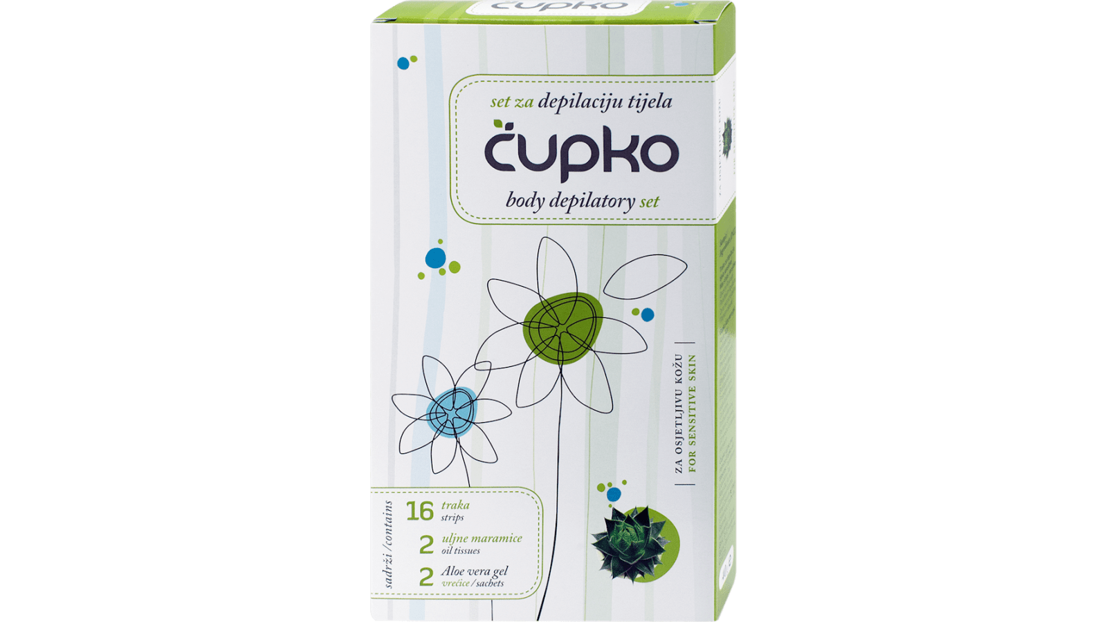 ČUPKO Sensitive set za depilaciju tijela za osjetljivu kožu 16kom ...