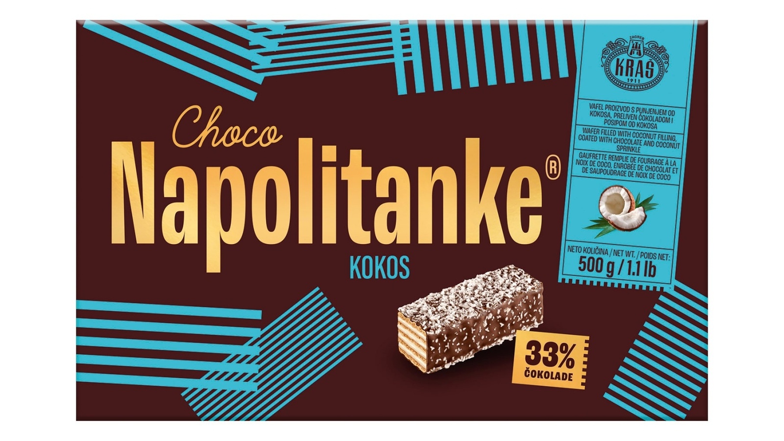 KRAŠ napolitanke choco kokos 500g - Cjenoteka