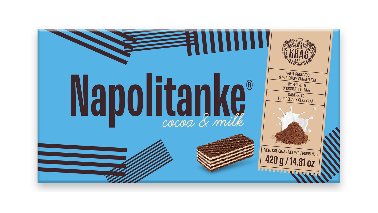 KRAŠ napolitanke s kakaom i mlijekom 420g - Cjenoteka