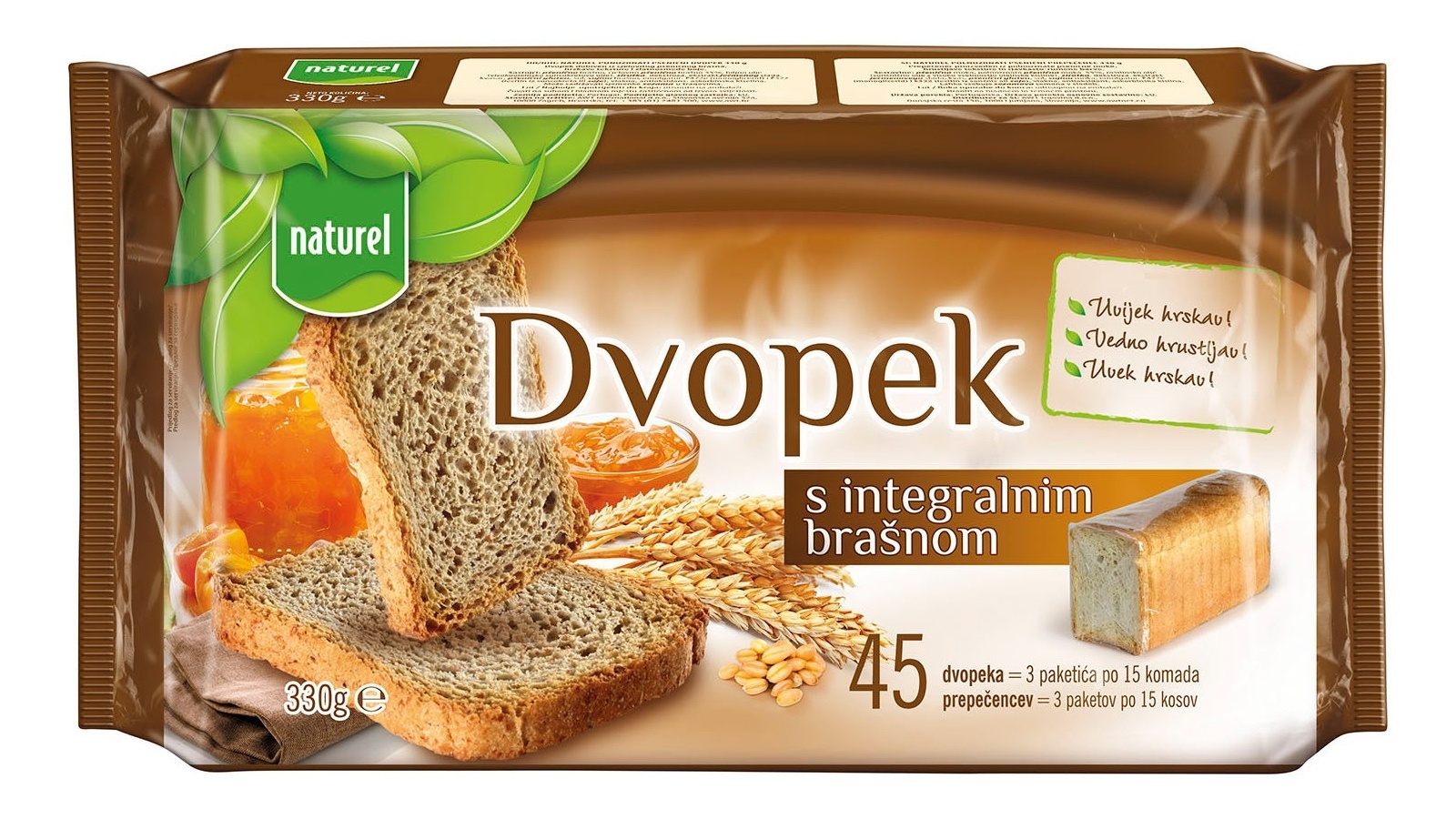 NATUREL integralni dvopek 330g - Cjenoteka