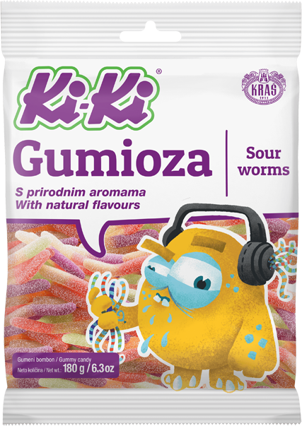 Gumeni bomboni KI-KI Sour worms 180g - Cjenoteka