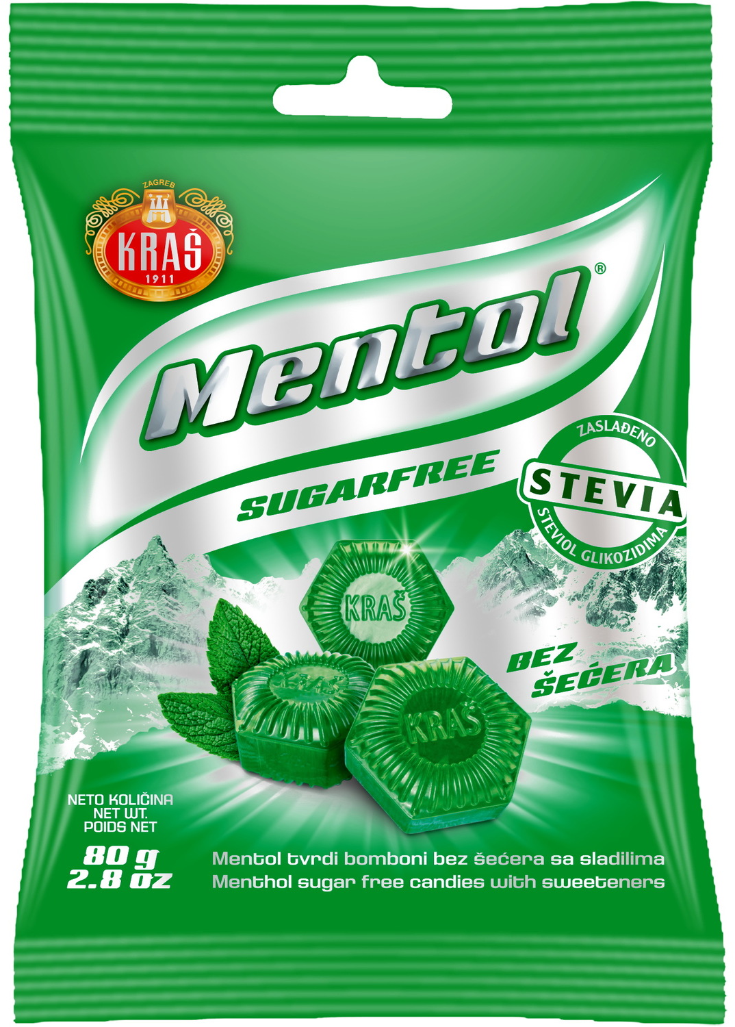 Bomboni KRAŠ mentol bez šećera 80g - Cjenoteka