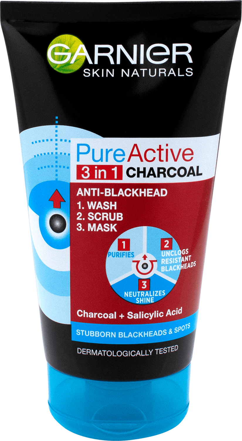 GARNIER pure active 3u1 charcoal gel za čišćenje lica 150ml - Cjenoteka