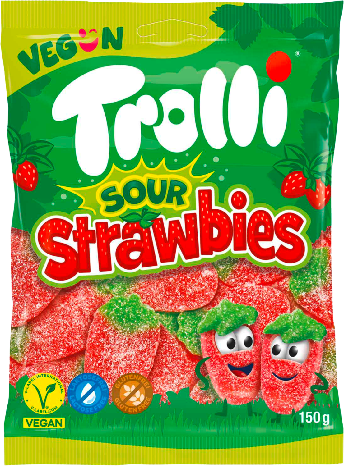 Gumeni bomboni TROLLI sour strawbies 150g - Cjenoteka