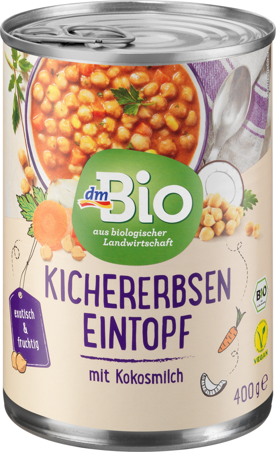 DM BIO organsko jelo s slanutkom i kokosovim mlijekom 400g - Cjenoteka