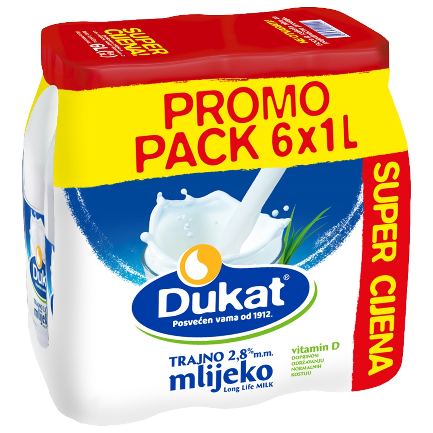 DUKAT trajno mlijeko 2,8%mm 6x1l - Cjenoteka