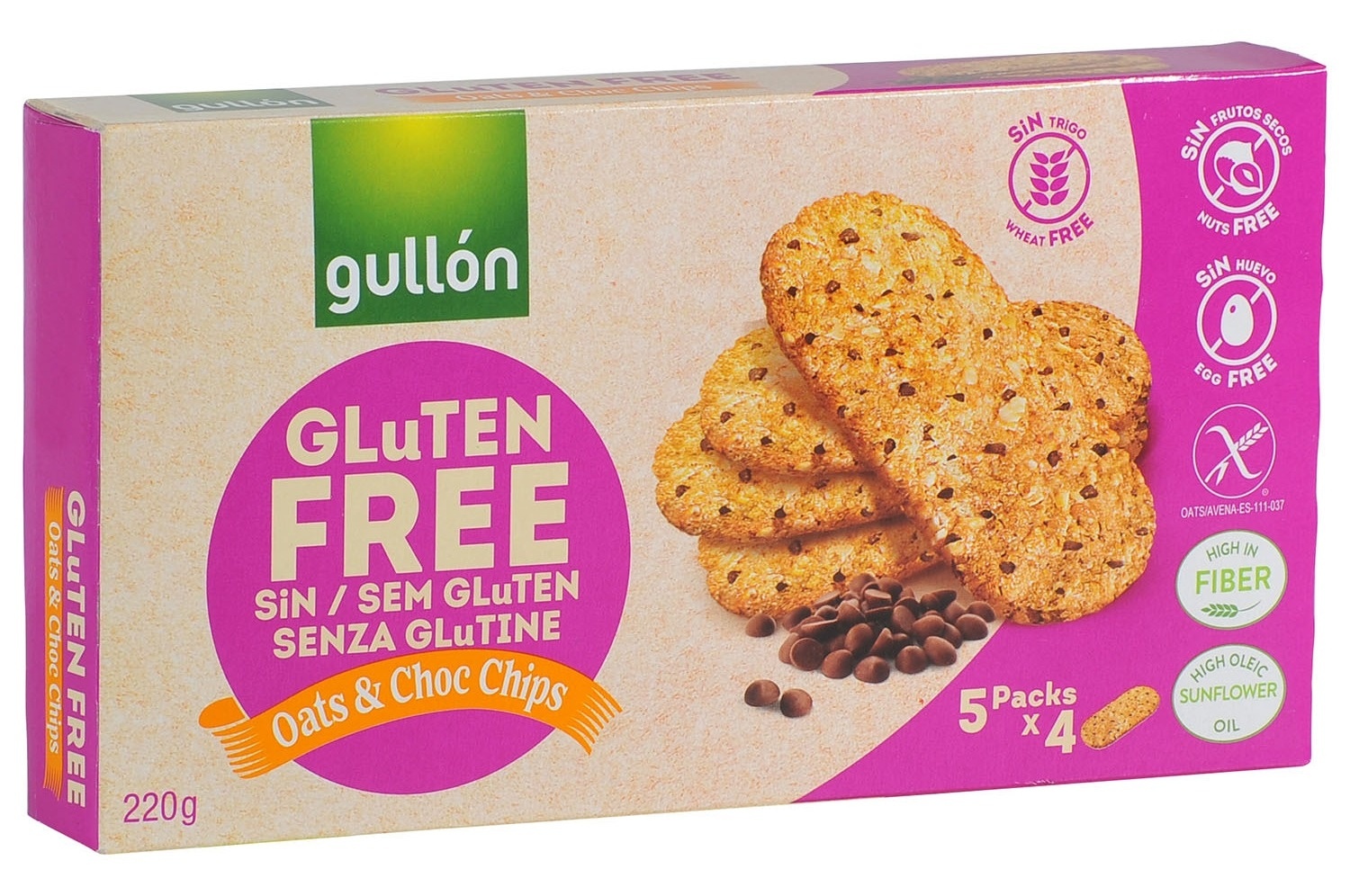 GULLON keksi oats & choc chips bez glutena 220g - Cjenoteka
