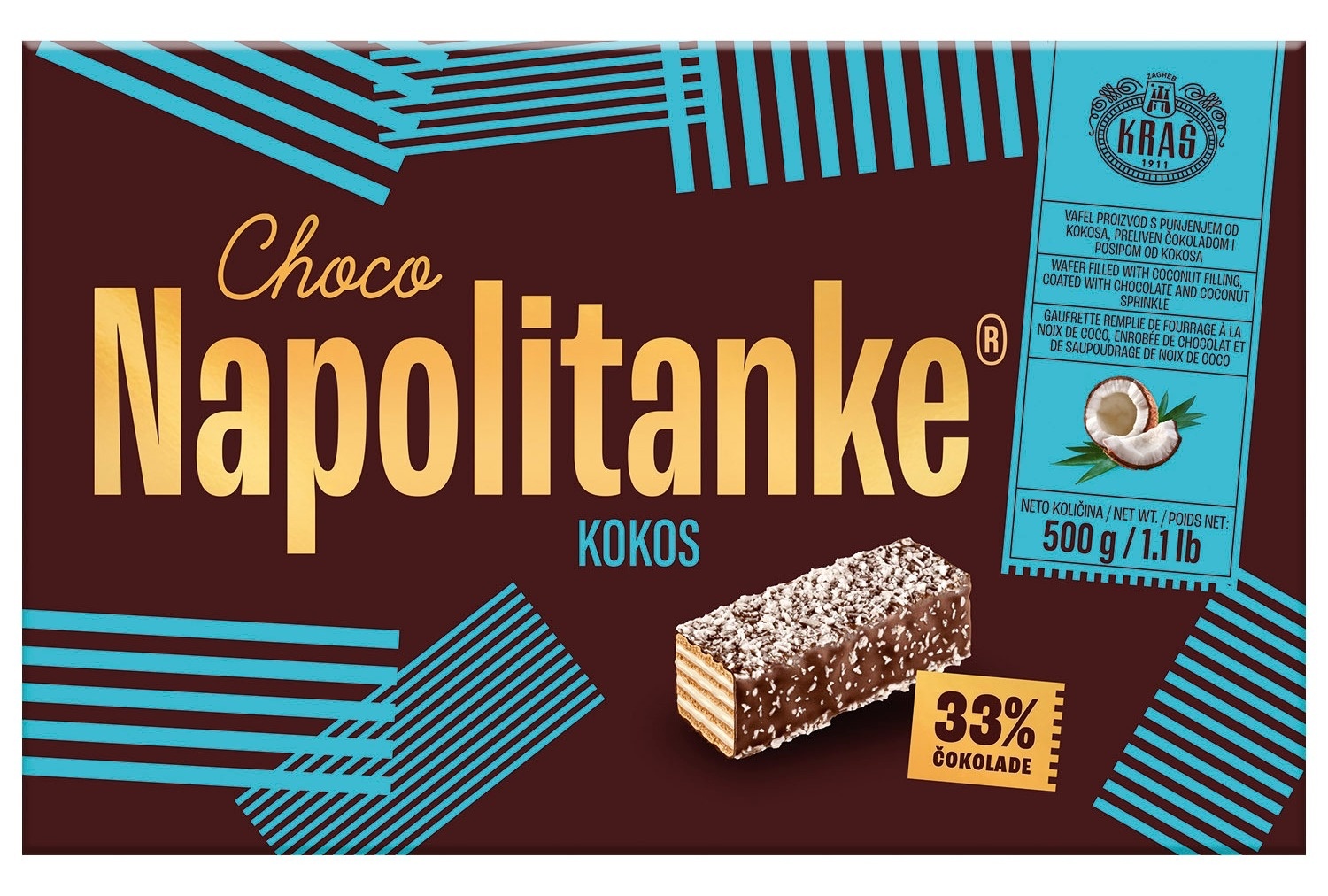 KRAŠ napolitanke choco kokos 500g - Cjenoteka