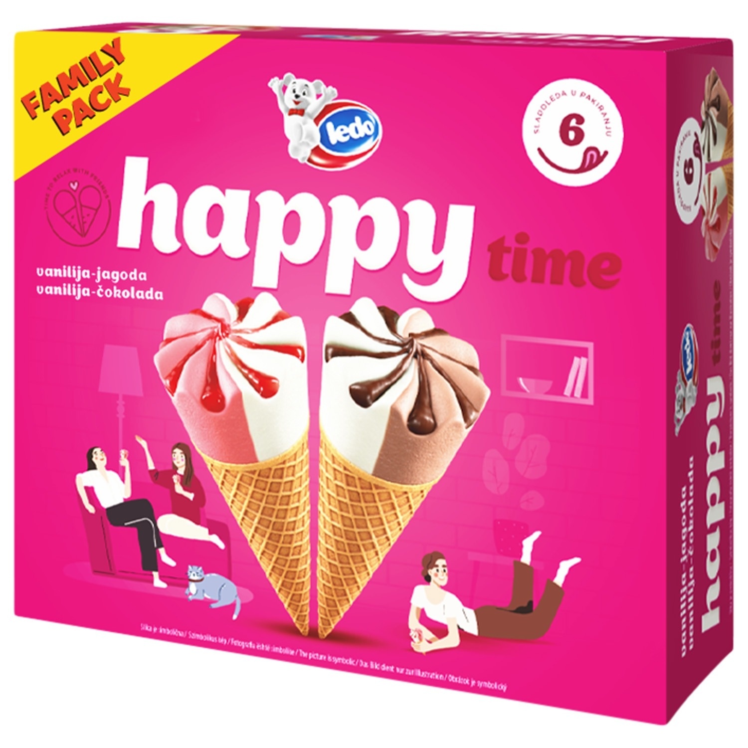 LEDO Happy time sladoled kornet multipack 6x120ml - Cjenoteka
