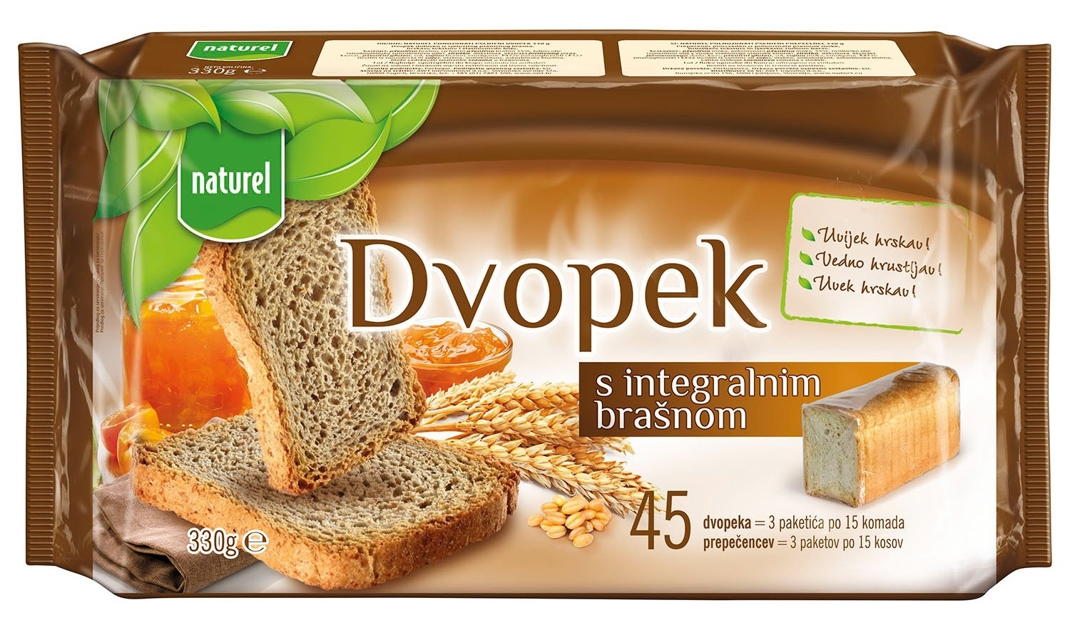 NATUREL integralni dvopek 330g - Cjenoteka