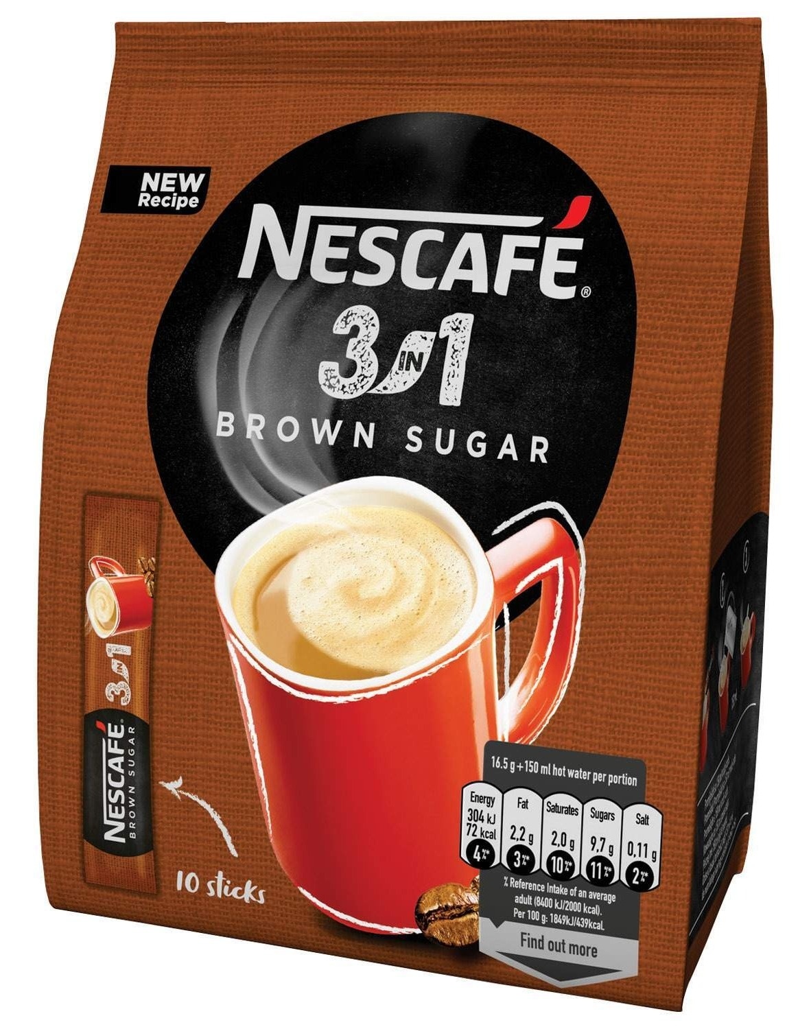 NESCAFE Brown sugar 3u1 instant kava 10x16,5g - Cjenoteka
