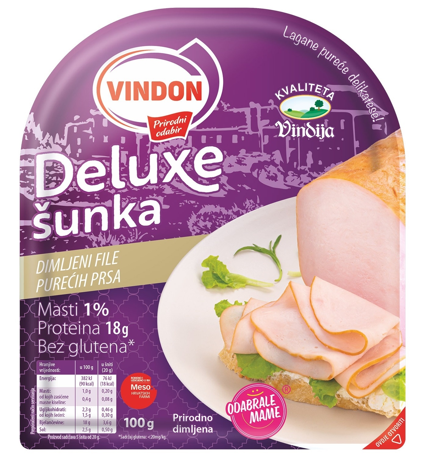 VINDON DeLuxe pureća šunka 100g - Cjenoteka